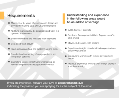 Our Vacancies - Cambio Software Engineering