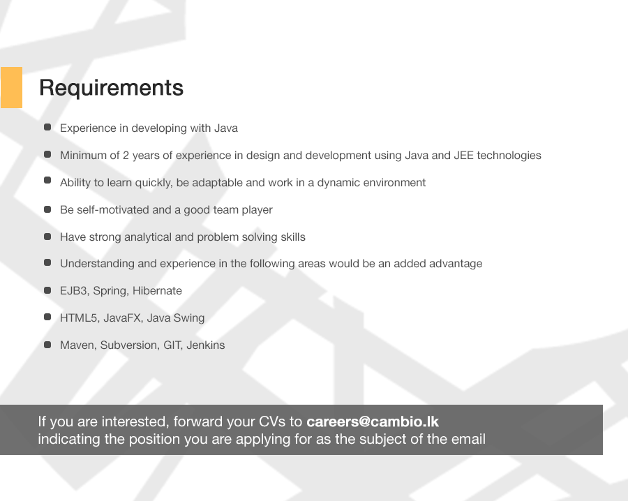 Our Vacancies - Cambio Software Engineering