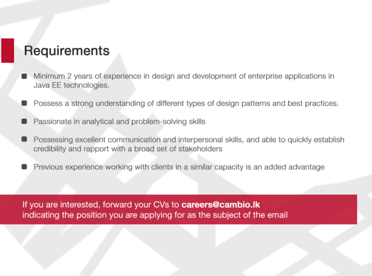 Our Vacancies - Cambio Software Engineering